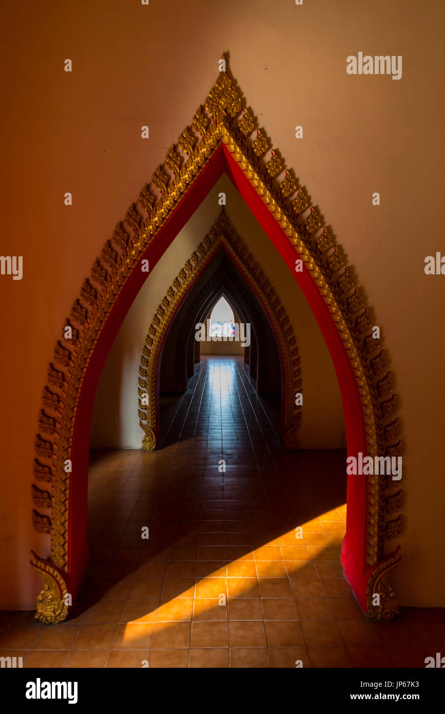 Thai tradition walkway in temple Stock Photo - Alamy