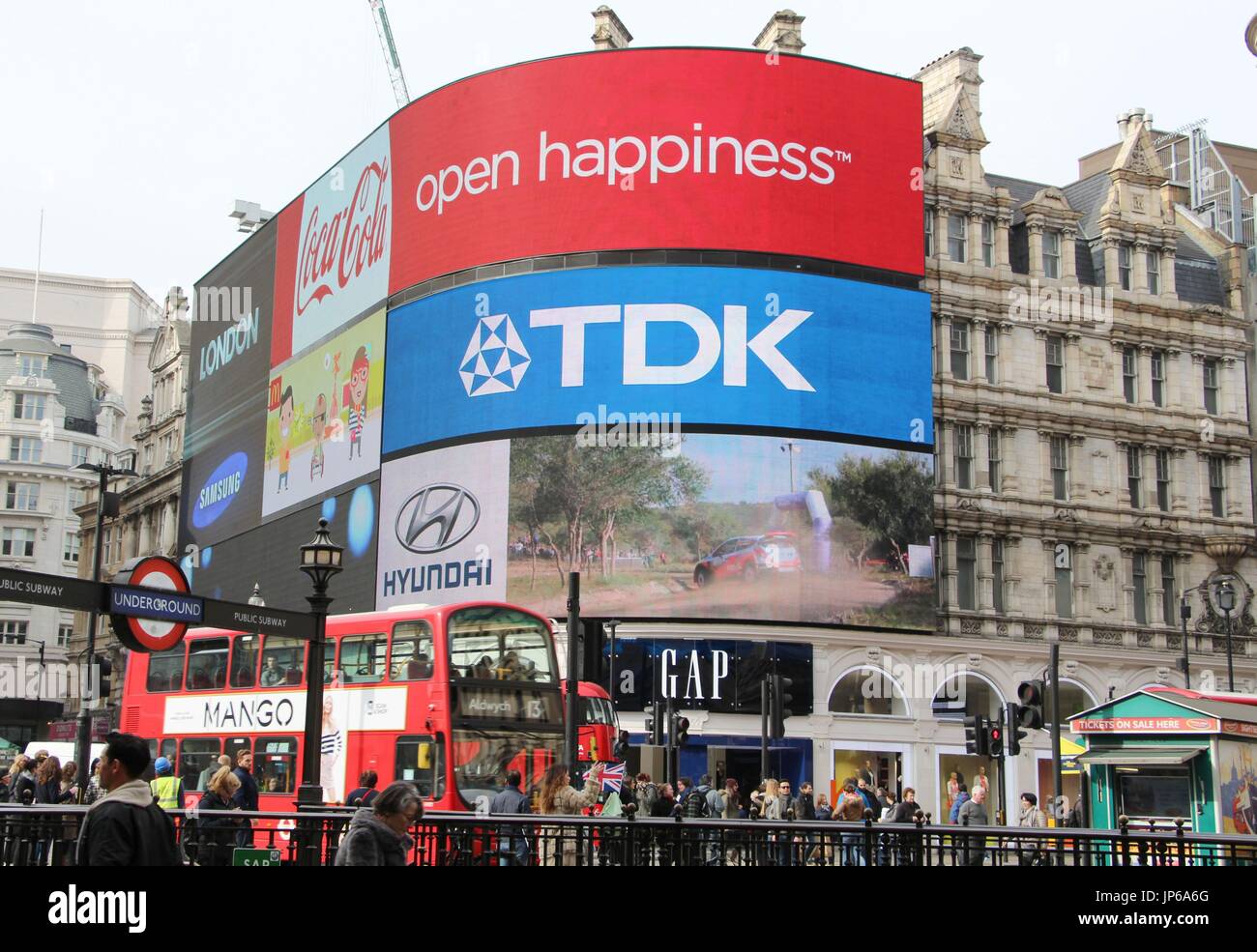 Photo taken March 13, 2015, shows electronic signboards in London's ...