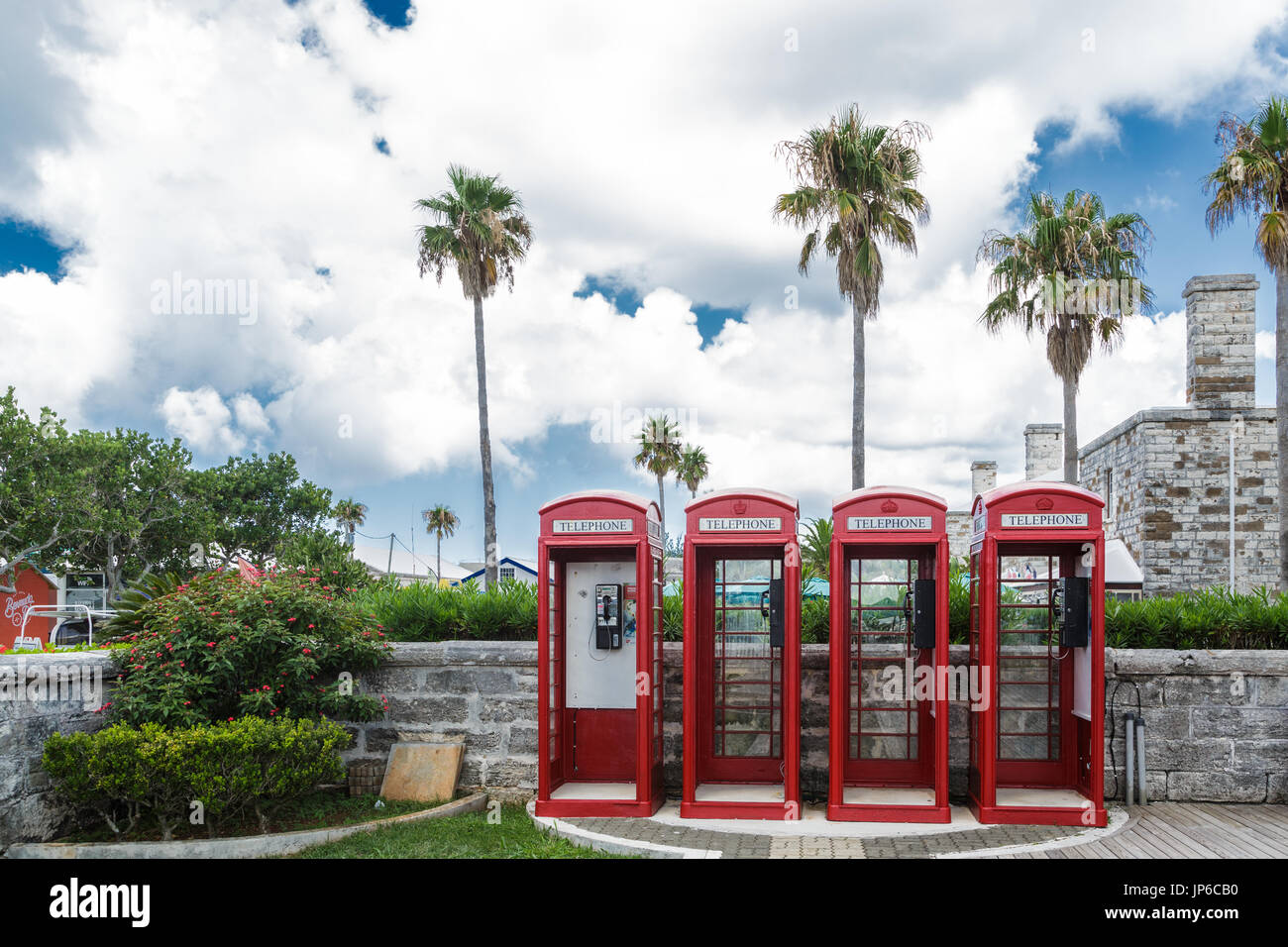 Old classic British red phone booths in Bermuda Stock Photo - Alamy