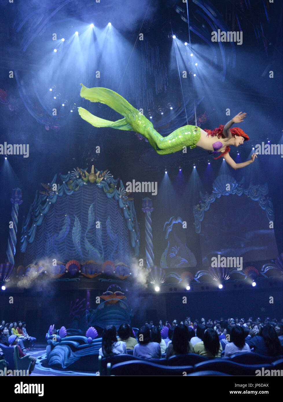 Ariel soars above the audience during a staging of the musical version ...