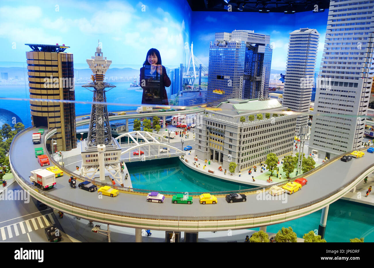 A diorama replica of the landmarks and townscapes of Osaka, made with ...