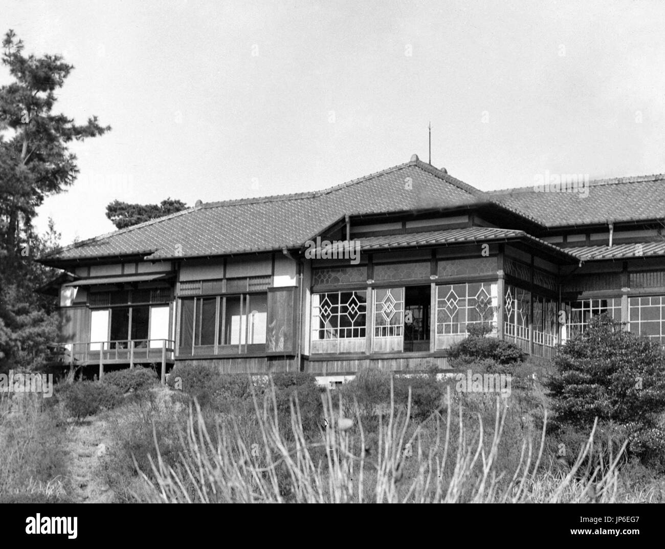 The exterior of Tekigaiso in Tokyo, home to Fumimaro Konoe (1891-1945 ...