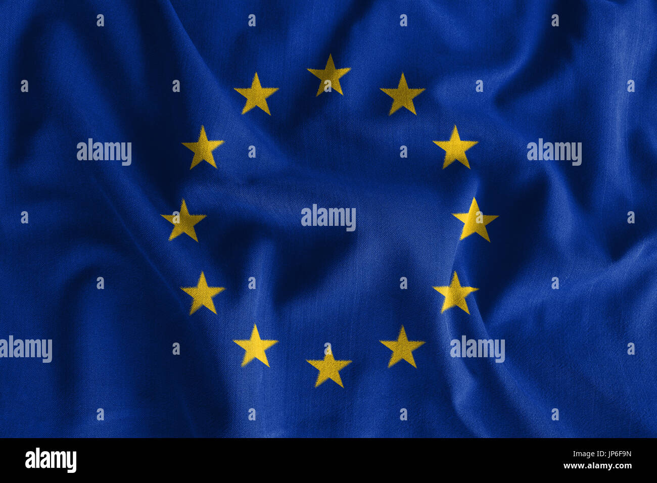European Union ( EU ) flag painting on high detail of wave cotton ...