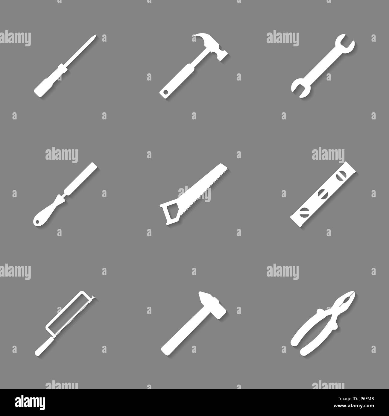 set of white tools with shadow Stock Vector Image & Art - Alamy