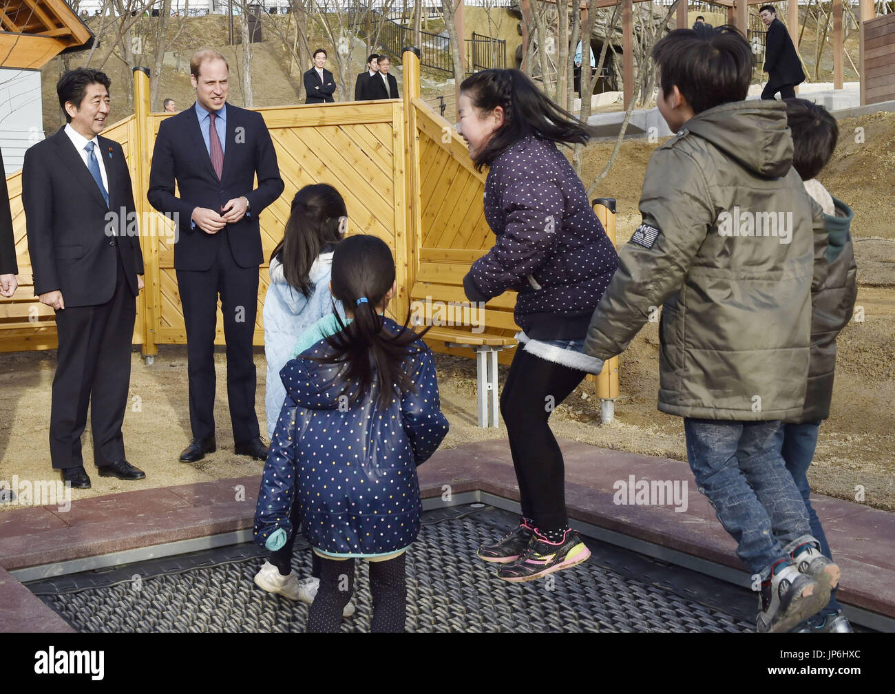 Britain's Prince William (2nd from L) and Japanese Prime Minister ...