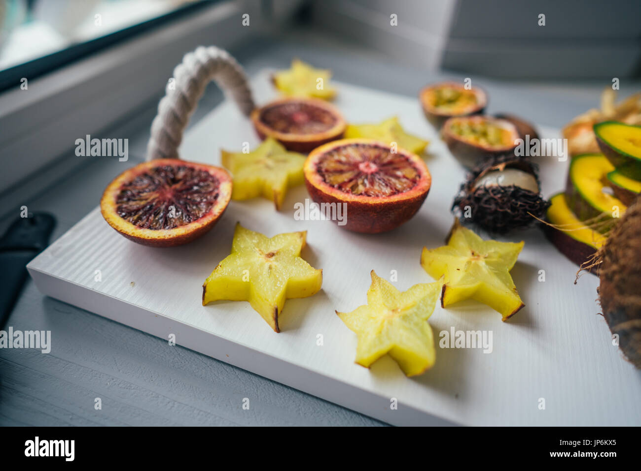 Exotic fruit platter Stock Photo - Alamy