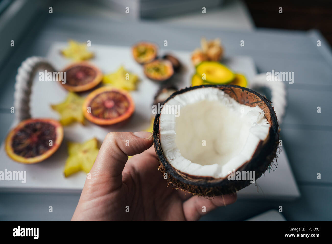 Exotic fruit platter Stock Photo - Alamy