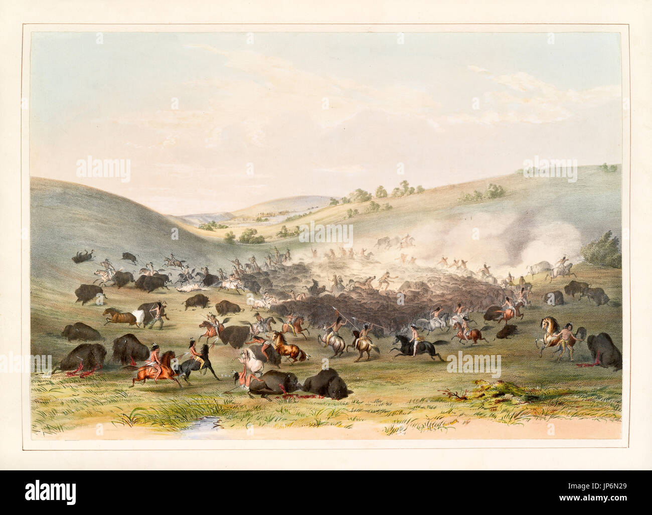 Buffalo hunt, surround. By G. Catlin, publ. on Catlin's North American ...