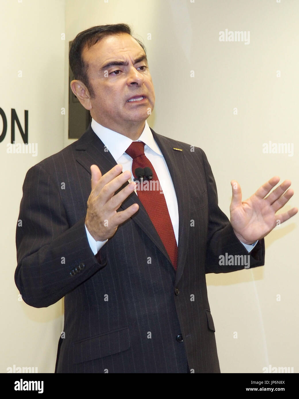 Carlos Ghosn, CEO of Nissan Motor Co., gives an interview in New York ...