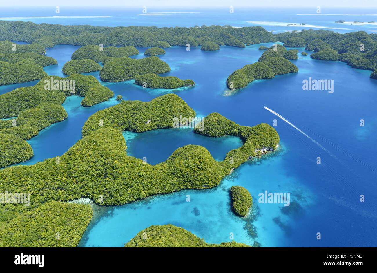The Rock Islands of Palau, a collection of limestone and coral uprises ...