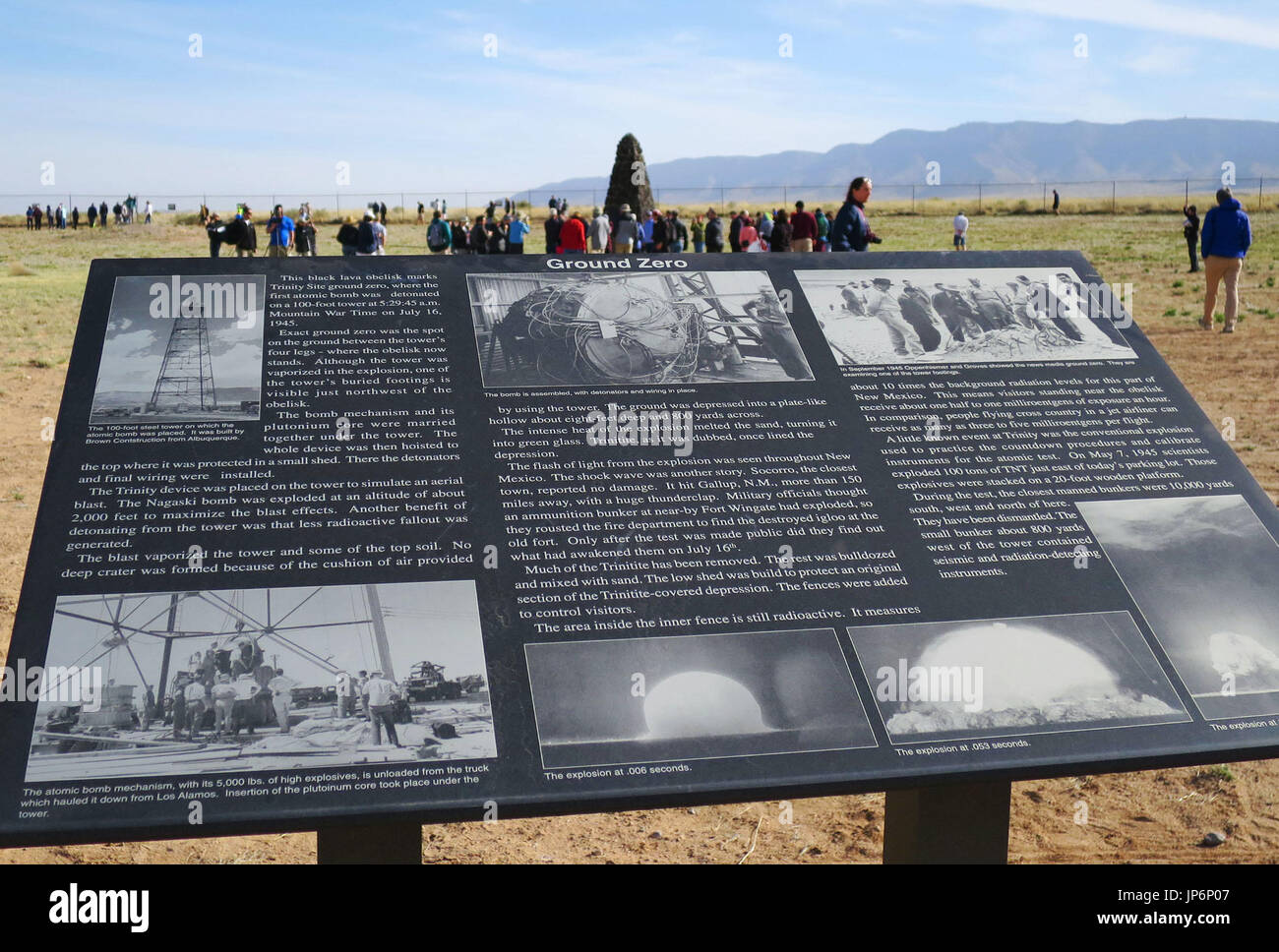 An information board shows how the world's first atomic bomb test was ...