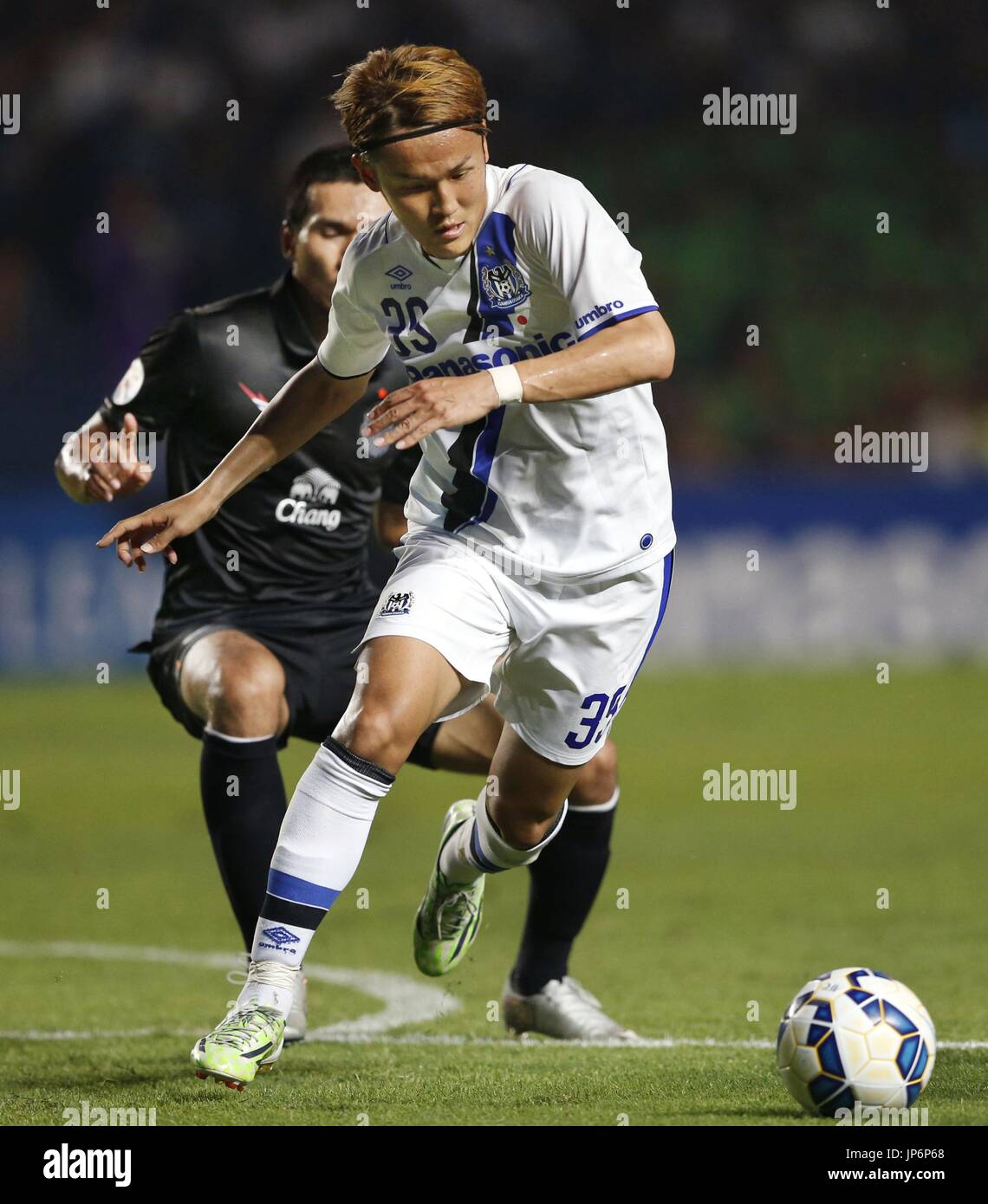 Forward Takashi Usami of Japanese club Gamba Osaka controls the ball ...