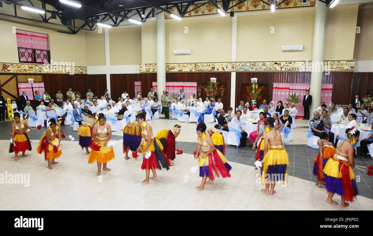 A traditional dance in Palau is performed during a dinner reception ...