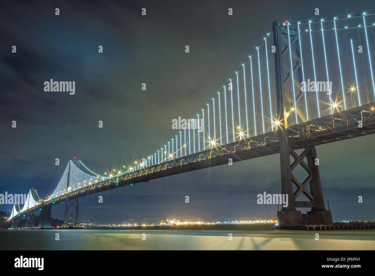 Rain storm covered over the Bay Bridge in San Francisco, California ...