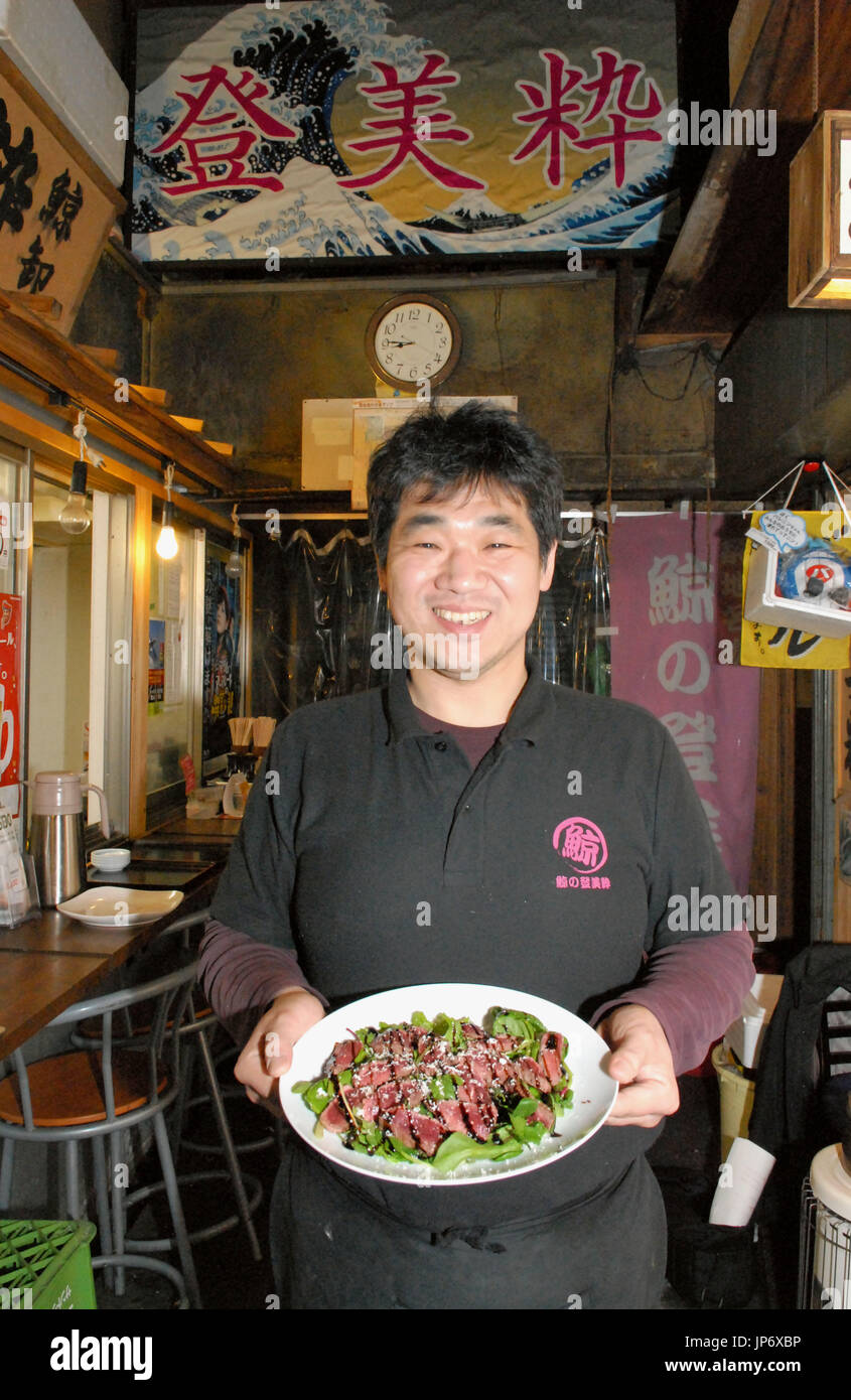 Koichi Matsumoto, owner of whale meat restaurant "Kujira no Tomisui" in ...