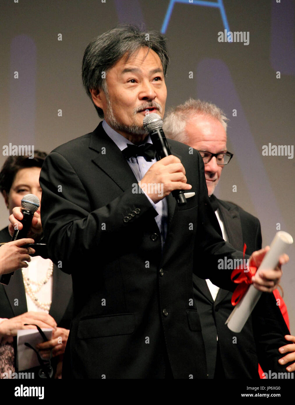 Japanese film director Kiyoshi Kurosawa speaks after being given the ...