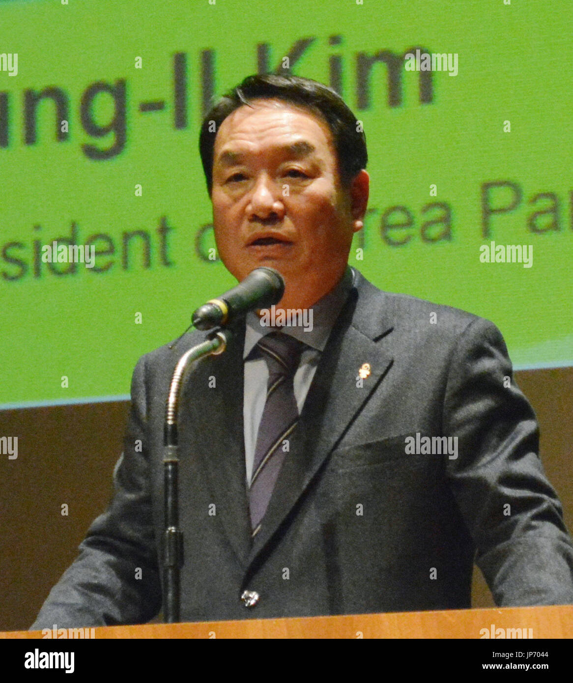 Kim Sung Il, president of the Korean Paralympic Committee, speaks ...