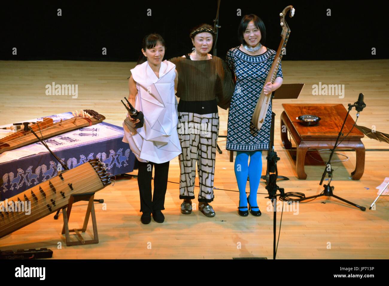 Mayumi Miyata (L) from Japan with the "sho" mouth organ, Jin Hi Kim ...