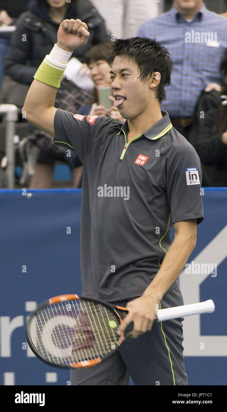 Japan's Kei Nishikori sticks his tongue out after beating American ...