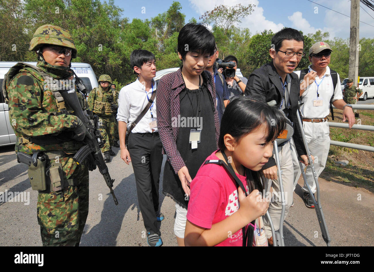 Photo taken Feb. 15, 2015, shows a scene from an evacuation drill ...