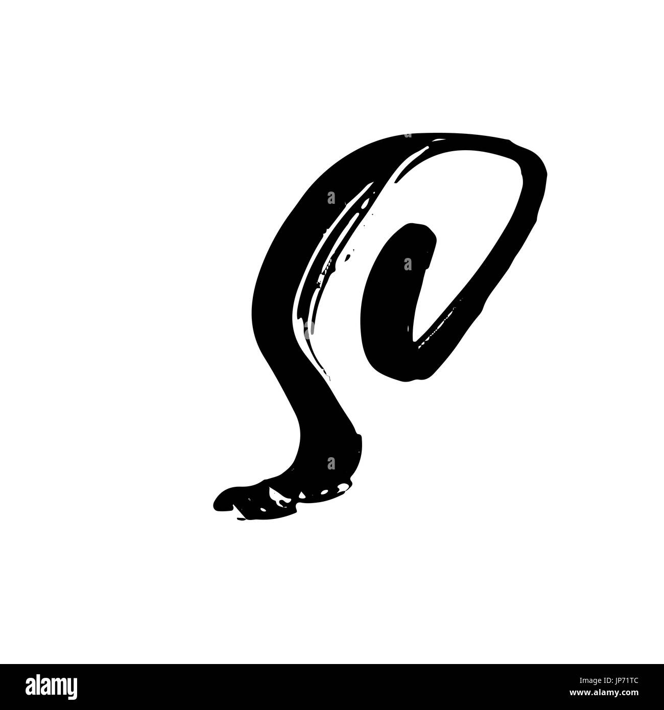 Letter S. Handwritten by dry brush. Rough strokes font. Vector ...