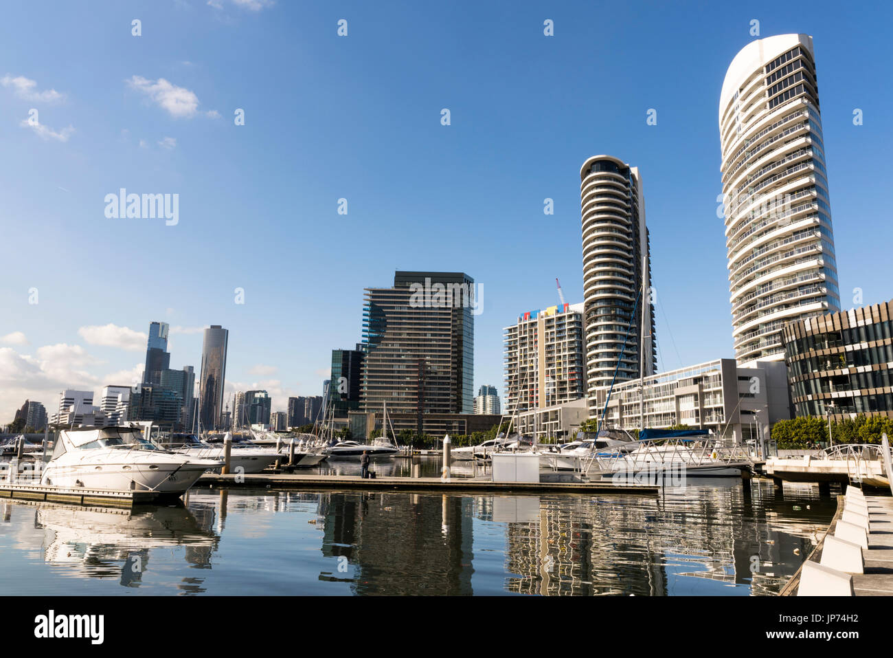 Docklands, Melbourne, Victoria, Australia. Waterfront buildings and ...