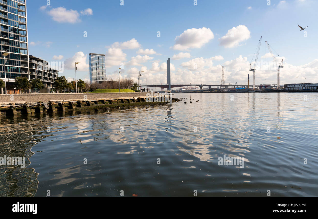 Docklands, Melbourne, Victoria, Australia. Waterfront buildings and ...