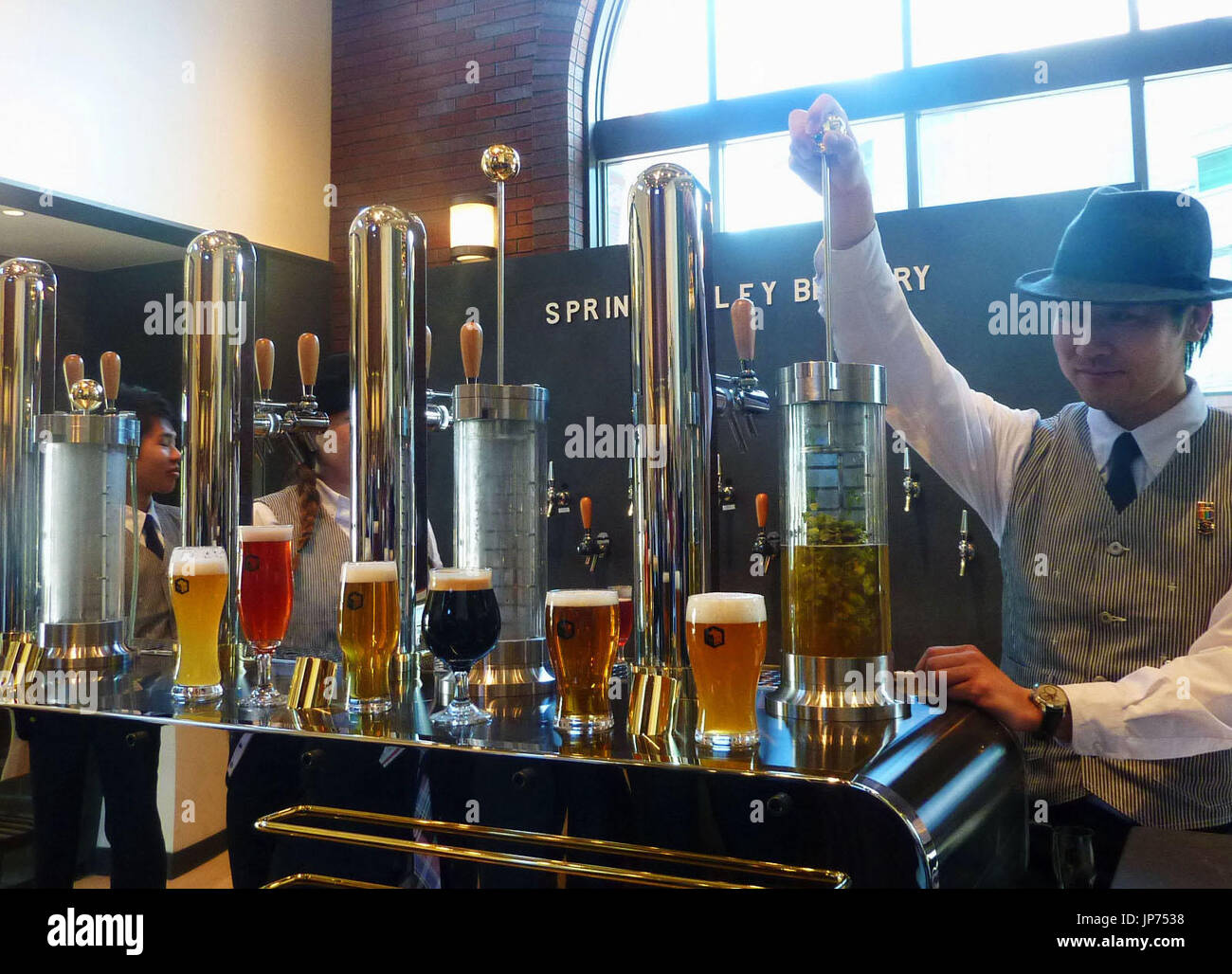 Six types of craft beer are readied for service at a Spring Valley ...