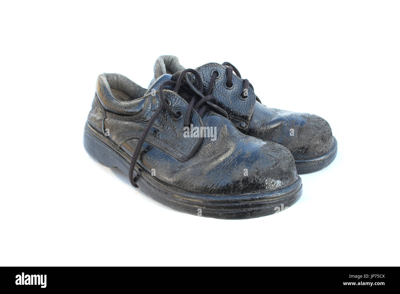 Old Safety Shoes on isolated Stock Photo - Alamy