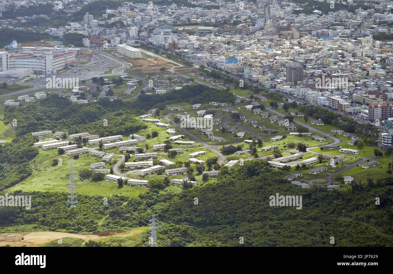 An aerial view of the Nishi-Futenma housing area at the U.S. Marine ...