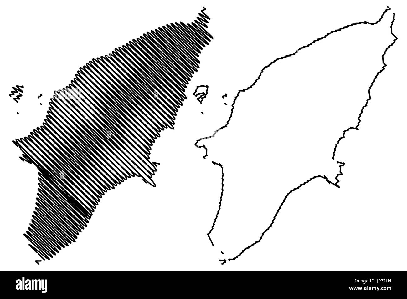 Greek island Rhodes map vector illustration, scribble sketch Rhodes ...