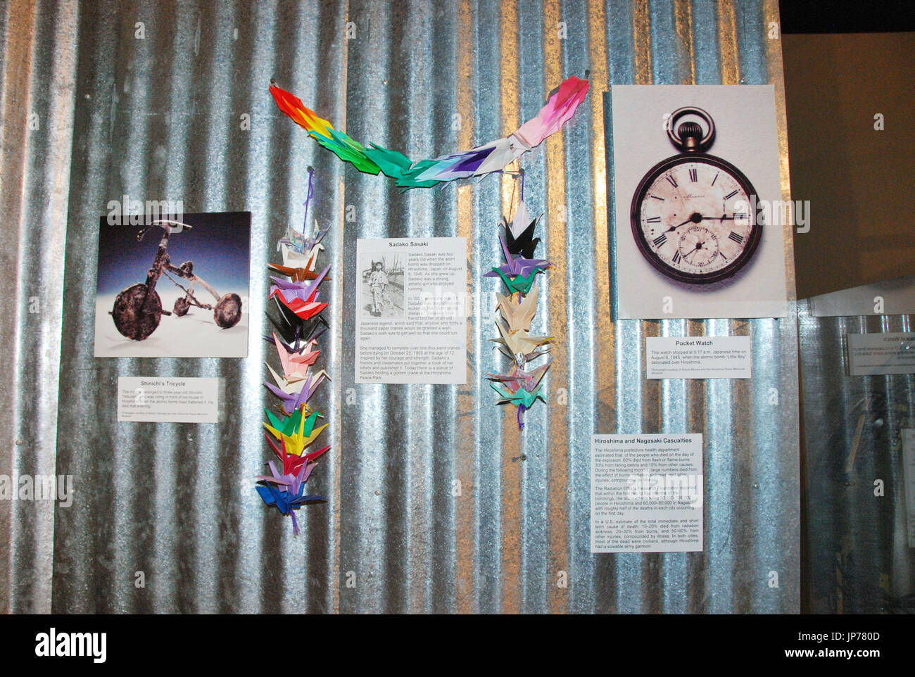 An exhibit introducing Sadako Sasaki, who died of leukemia at age 12 ...