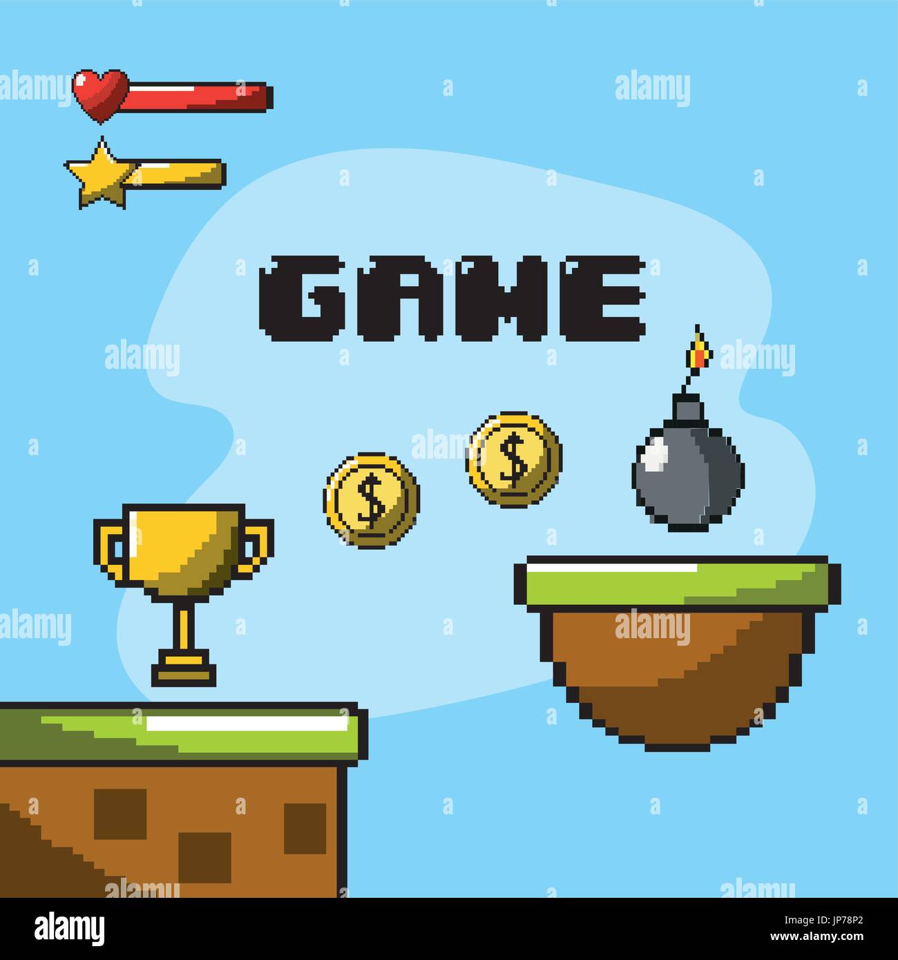 electronic videogame with graphic design character Stock Vector Image ...