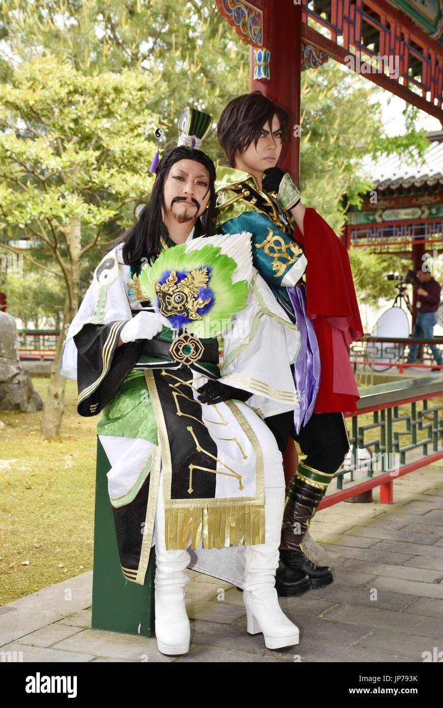 A Chinese-themed cosplay event is held at a Chinese park in Yurihama ...