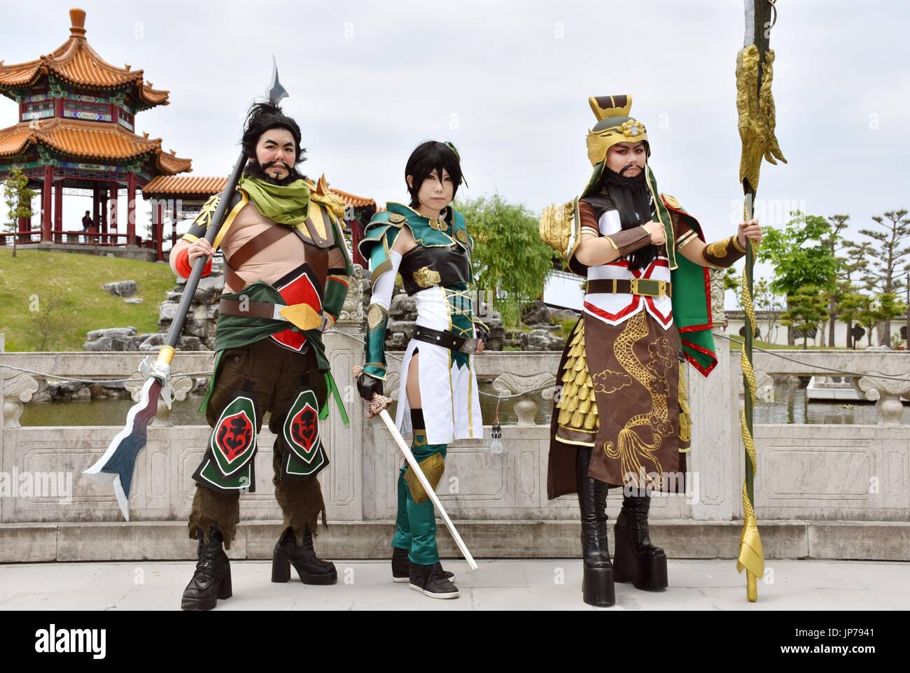 A Chinese-themed cosplay event is held at a Chinese park in Yurihama ...