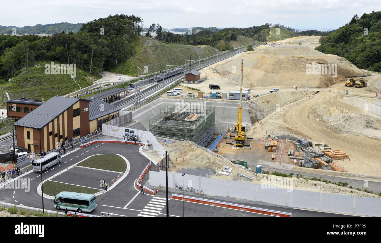 Land is seen being developed around JR Senseki Line's new Nobiru ...