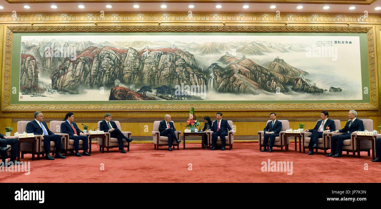 Chinese President Xi Jinping (center R) meets with representatives from ...