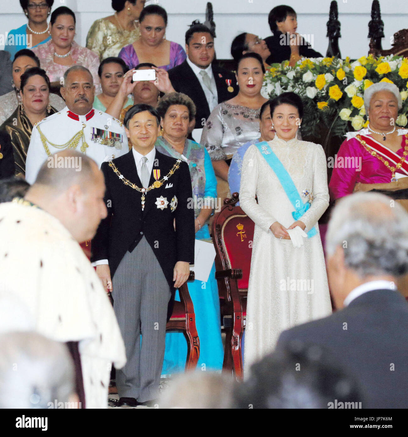 Japanese Crown Prince Naruhito (center L) and Crown Princess Masako ...