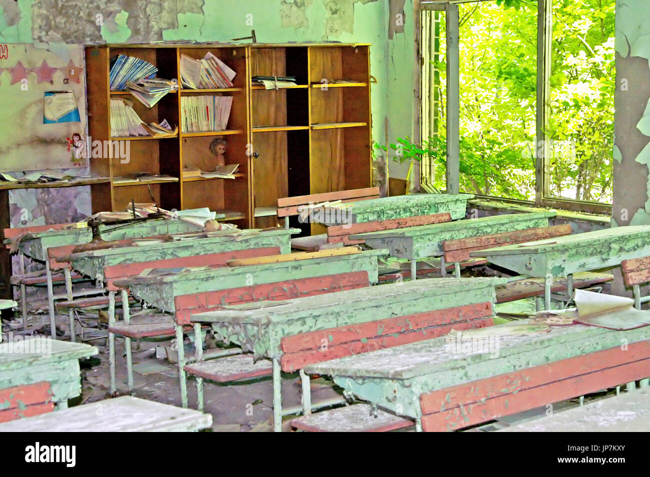 Abandoned Building Interior in school in Chernobyl Zone. Chornobyl ...