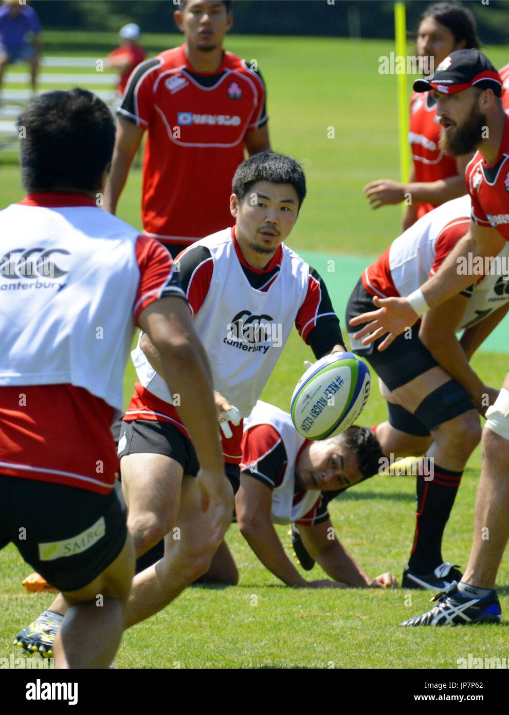The Japanese national rugby team's Fumiaki Tanaka takes part in a ...