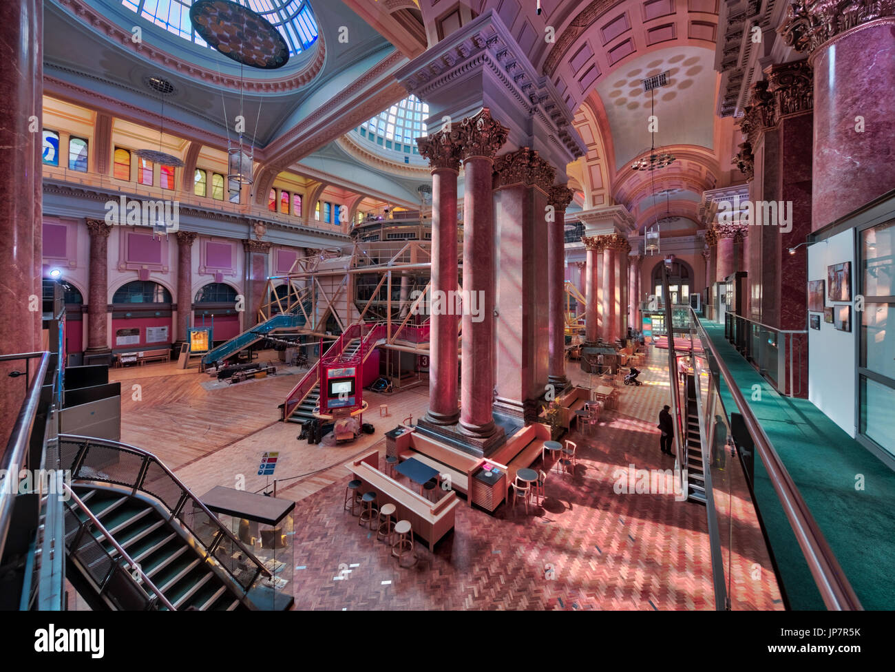 Interior of the Royal Exchange in Manchester, featuring the “theatre in ...