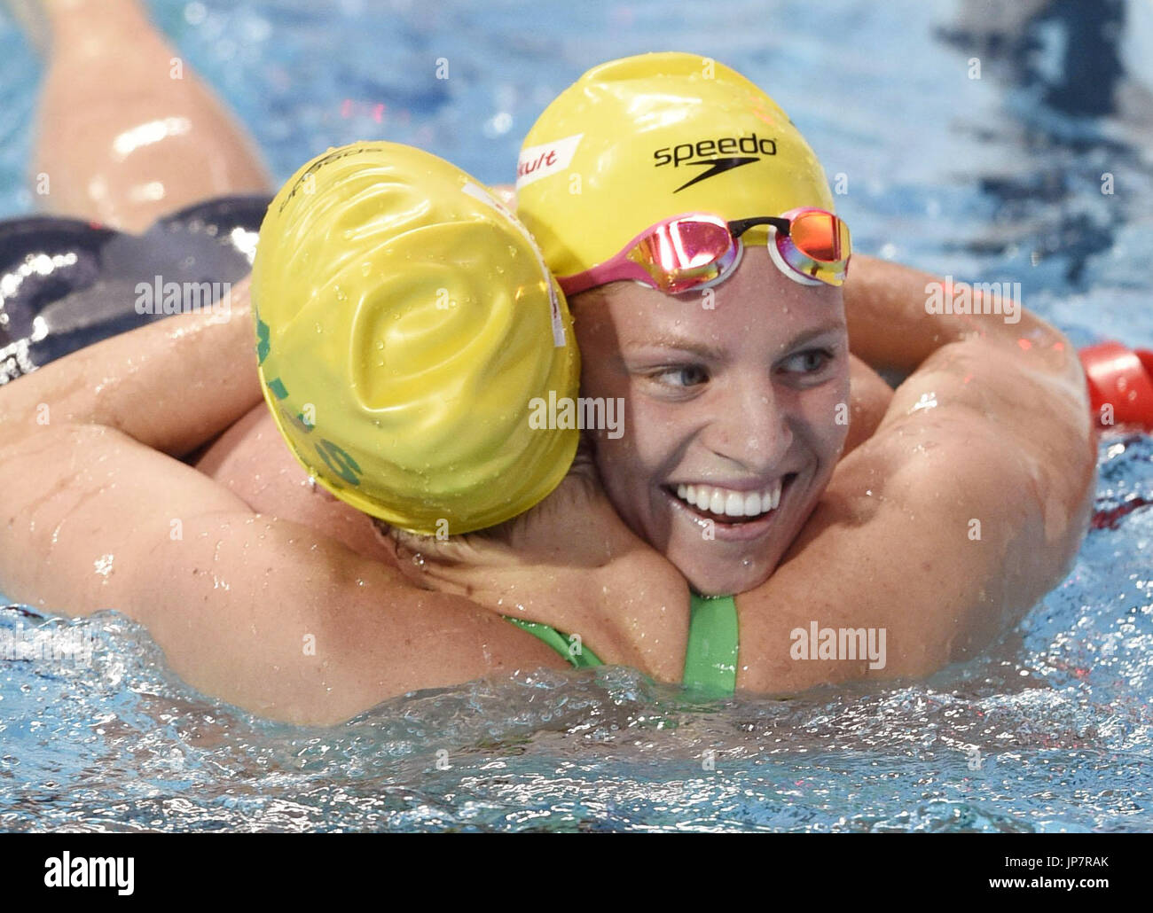 Emily Seebohm (R) and Australian compatriot Madison Wilson celebrate ...