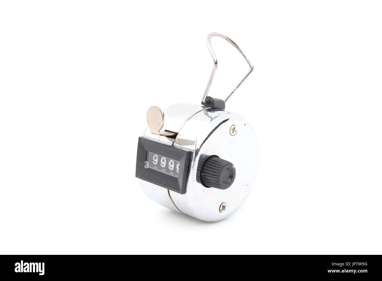 Hand counter clicker isolated on white background Stock Photo - Alamy