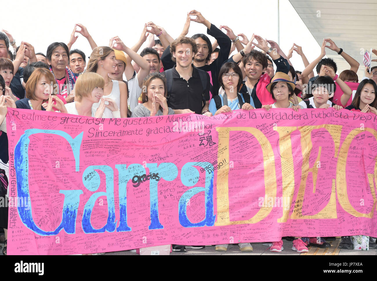 Diego Forlan (C), the 2010 World Cup MVP and joint top scorer, poses ...