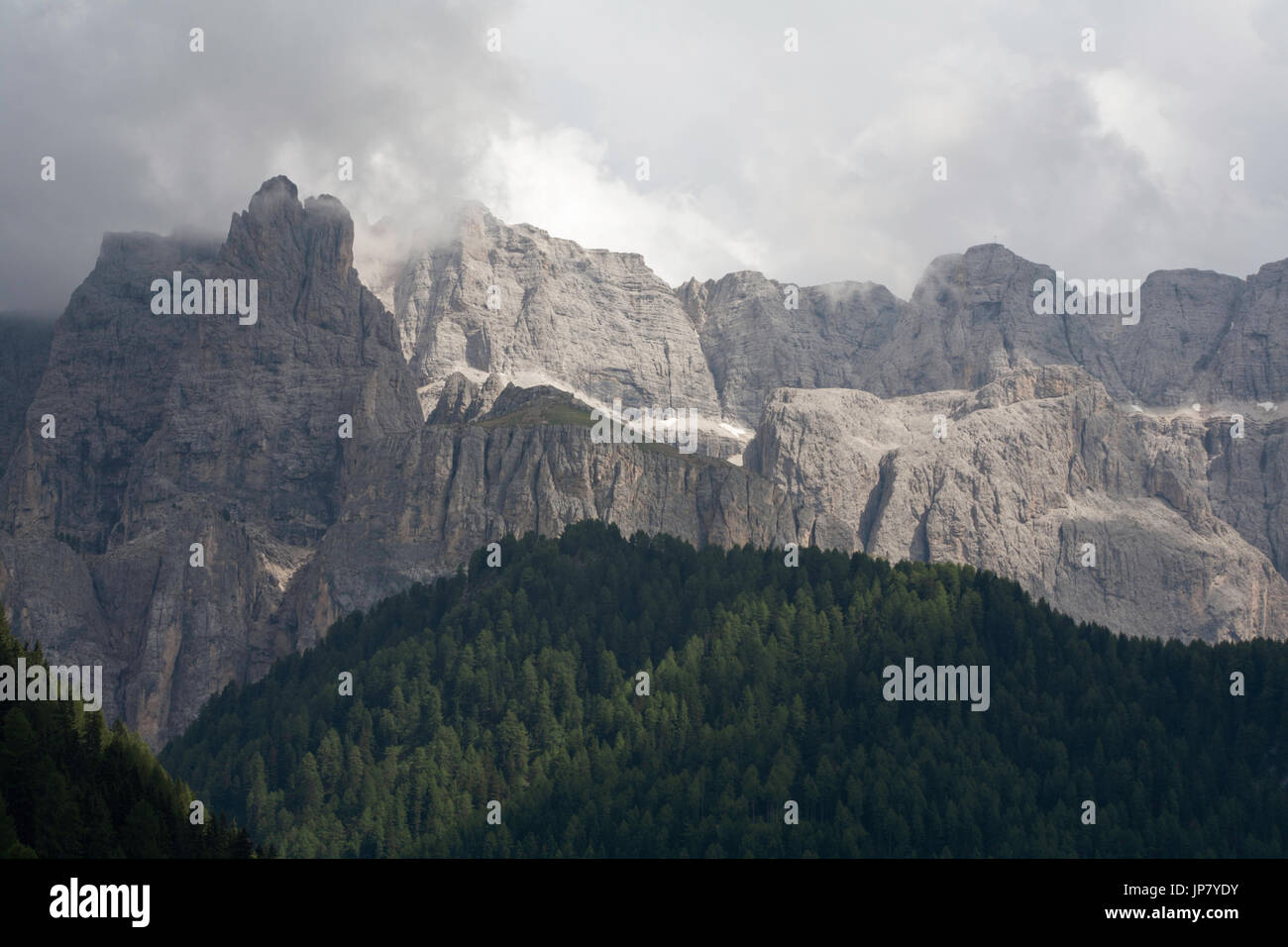 The Western faces of The Sella Gruppe, Gruppo Del Sella from Selva or ...
