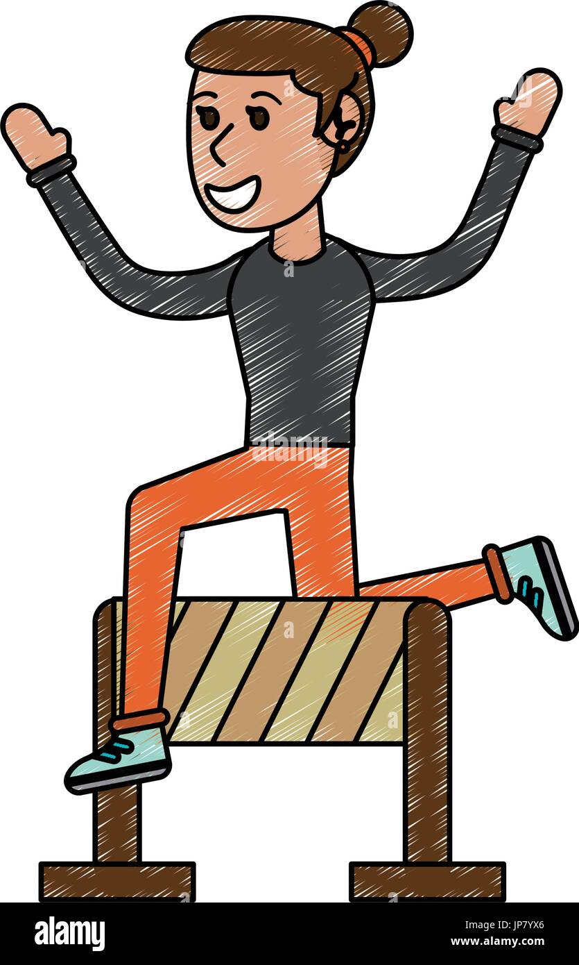 girl jumping over hurdle Stock Vector Image & Art - Alamy