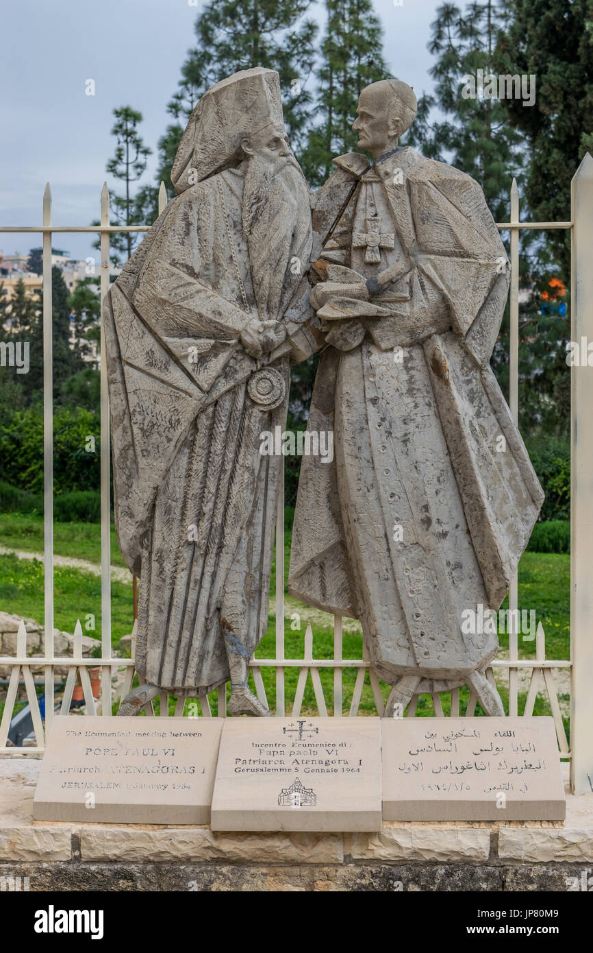 The Basilica of the Annunciation - statue of reconciliation Stock Photo ...