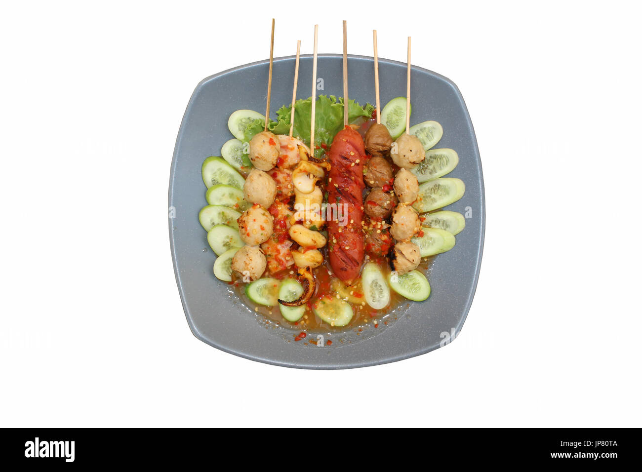 meat ball in plate on isolated Stock Photo - Alamy