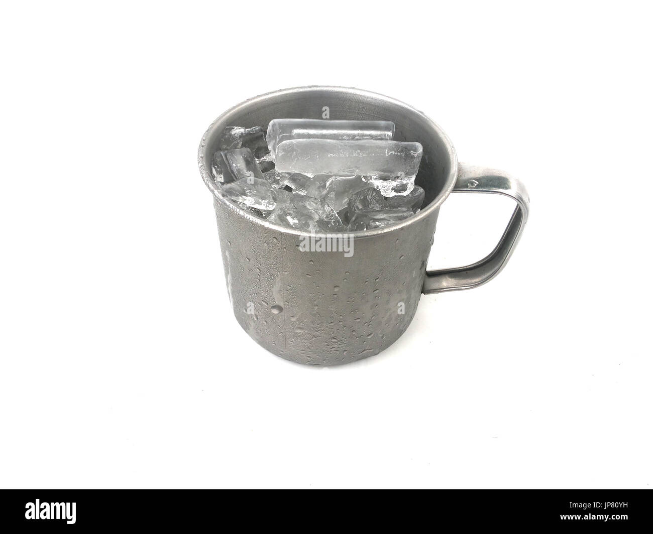 Ice in stainless cup on isolated Stock Photo - Alamy