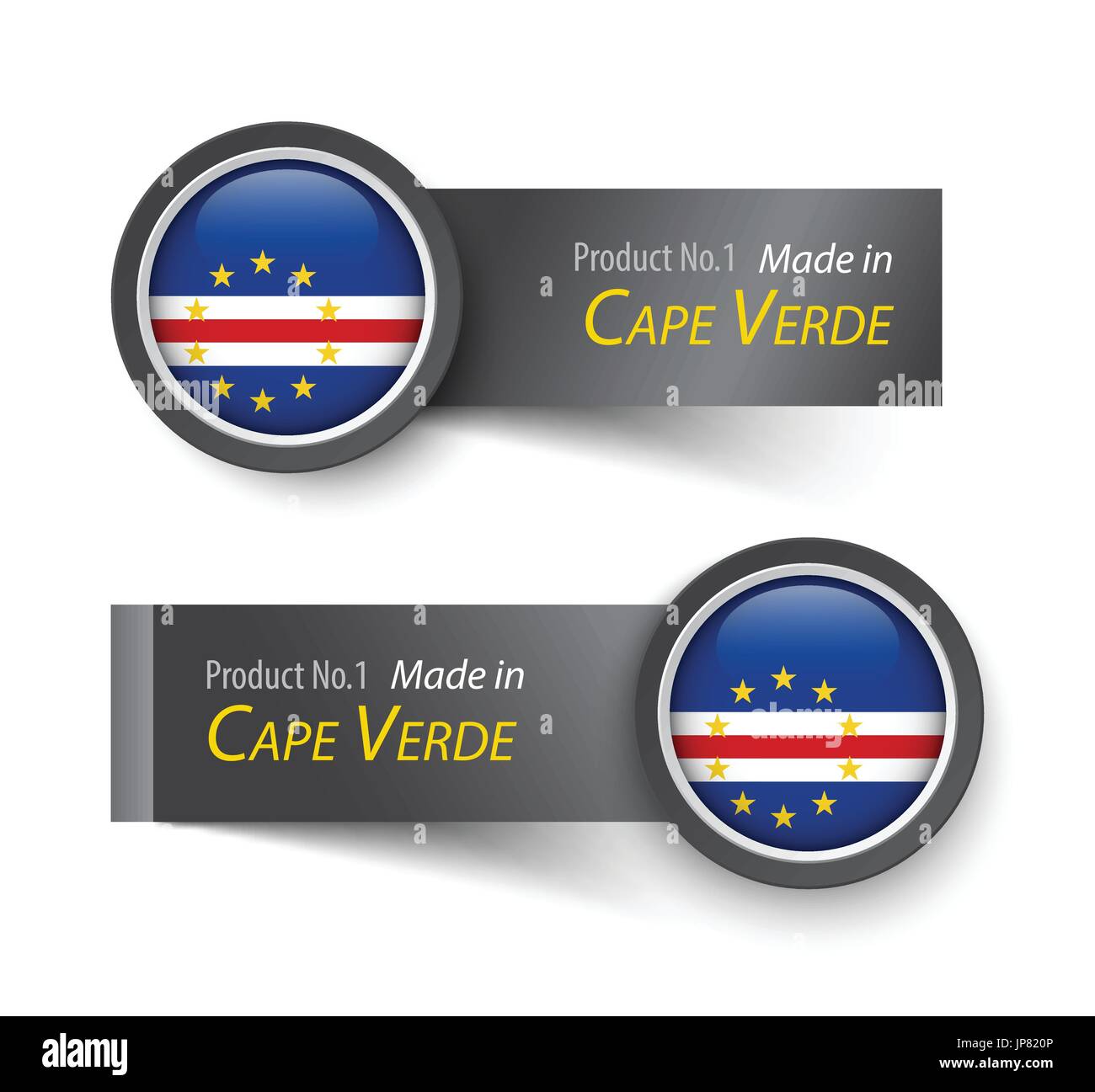 Flag icon and label with text made in Cape Verde Stock Vector Image ...